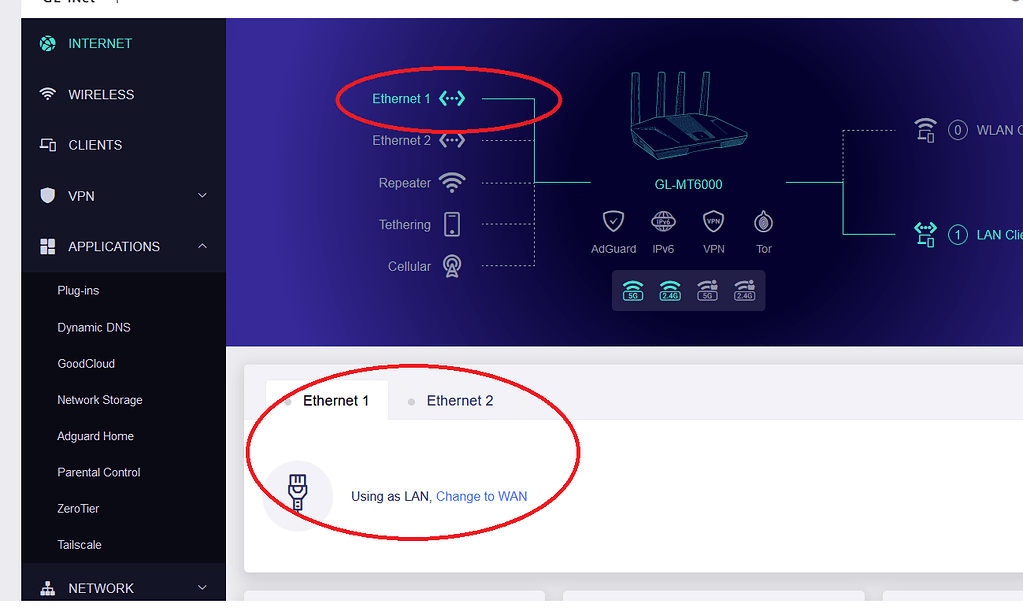 GL-MT6000 (Flint2) How change WAN port for GUI via SSH? - Routers - GL.iNet Official Forum