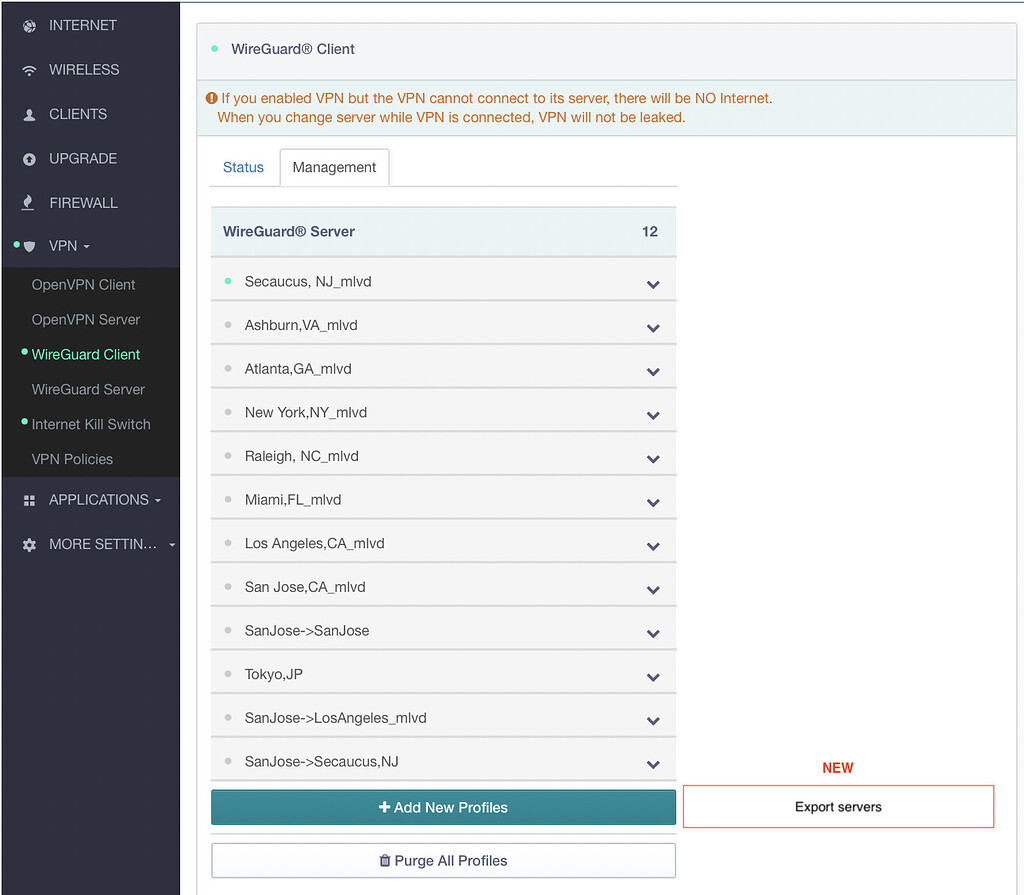 Allow WireGuard client settings (servers) export - Routers - GL.iNet ...
