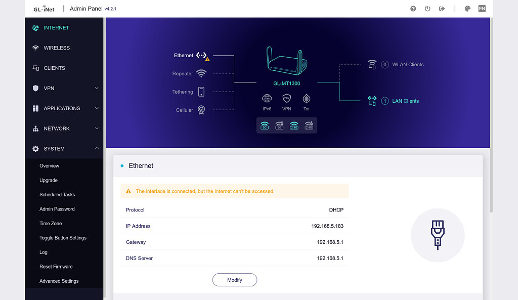 Beryl MT1300 MWAN issue 4.x - Routers - GL.iNet