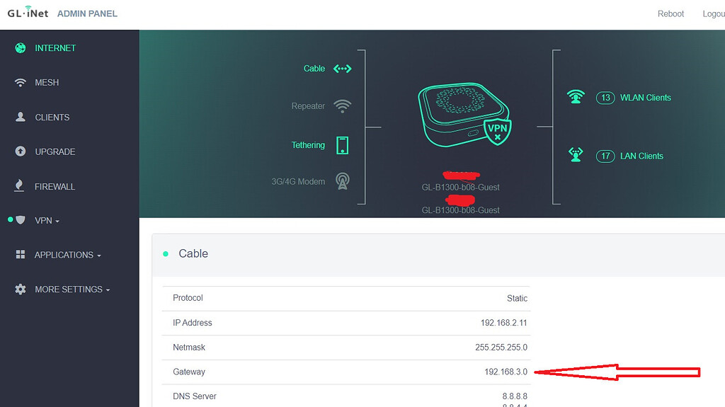 Wrong Gateway shown for the WAN wired interface - Routers - GL.iNet