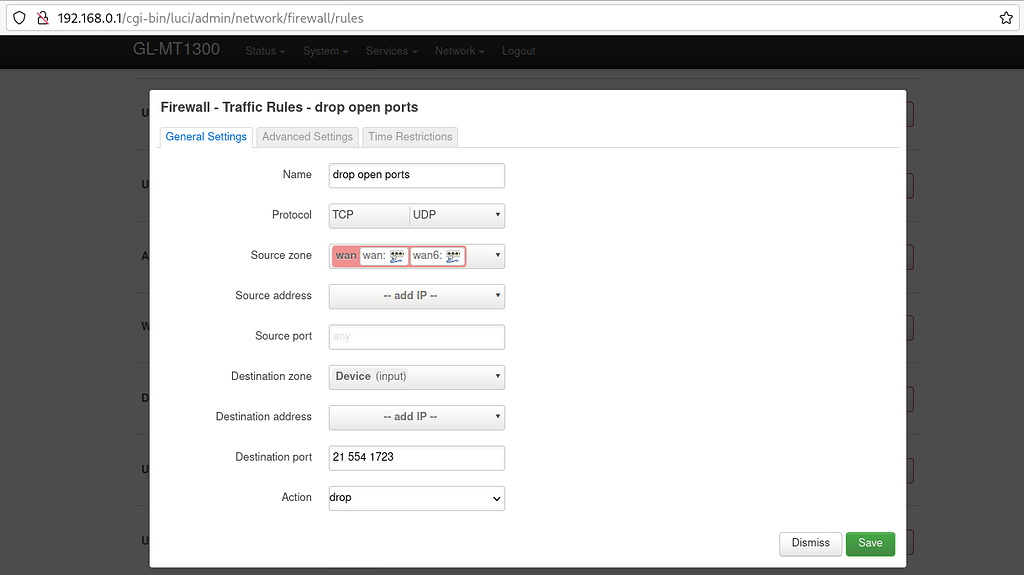 Can't close open WAN ports on GL-MT1300 - Routers - GL.iNet Official Forum