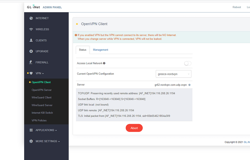 GL-MT300N-V2 Orange status for VPN - Routers - GL.iNet Official Forum