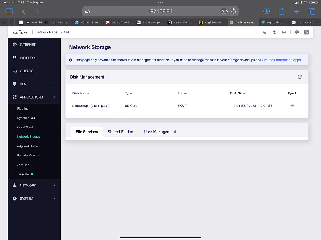Unable to use Network Storage (latest firmware) - Routers - GL.iNet