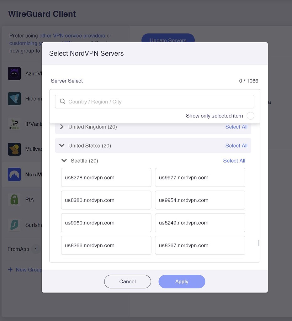 Wireguard with NordVPN only shows Seattle - Routers - GL.iNet