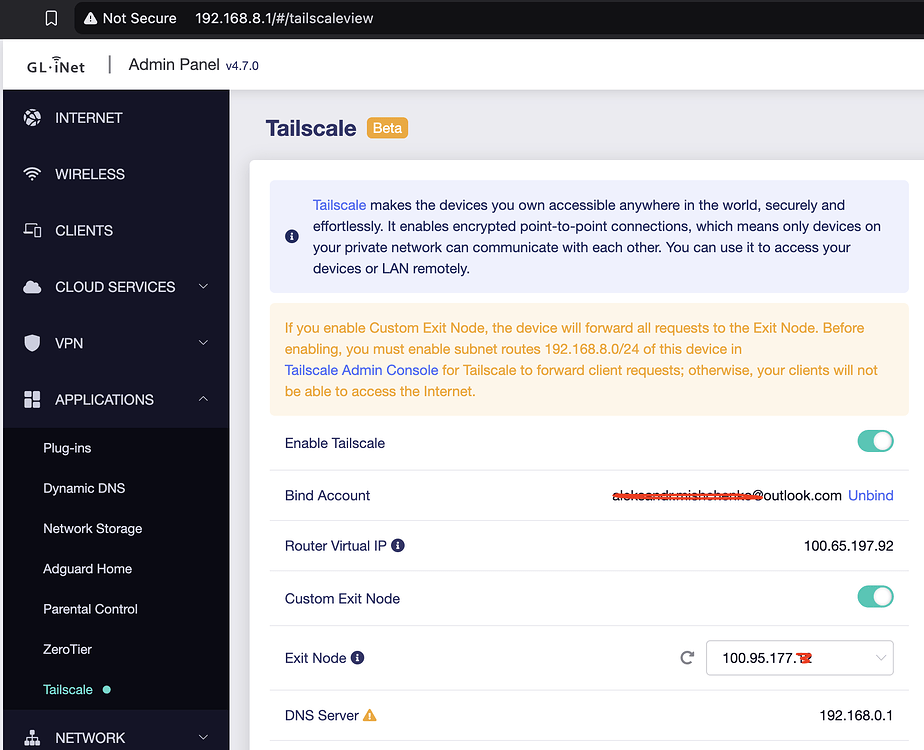 Configure tailscale on the GL.iNet router to route all traffic from a ...
