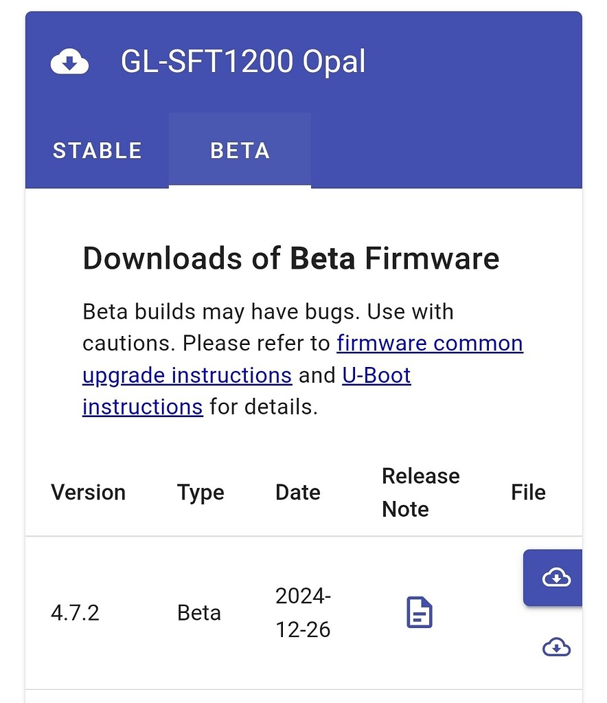 GL-SFT1200 opal new beta firmware - Routers - GL.iNet Official Forum