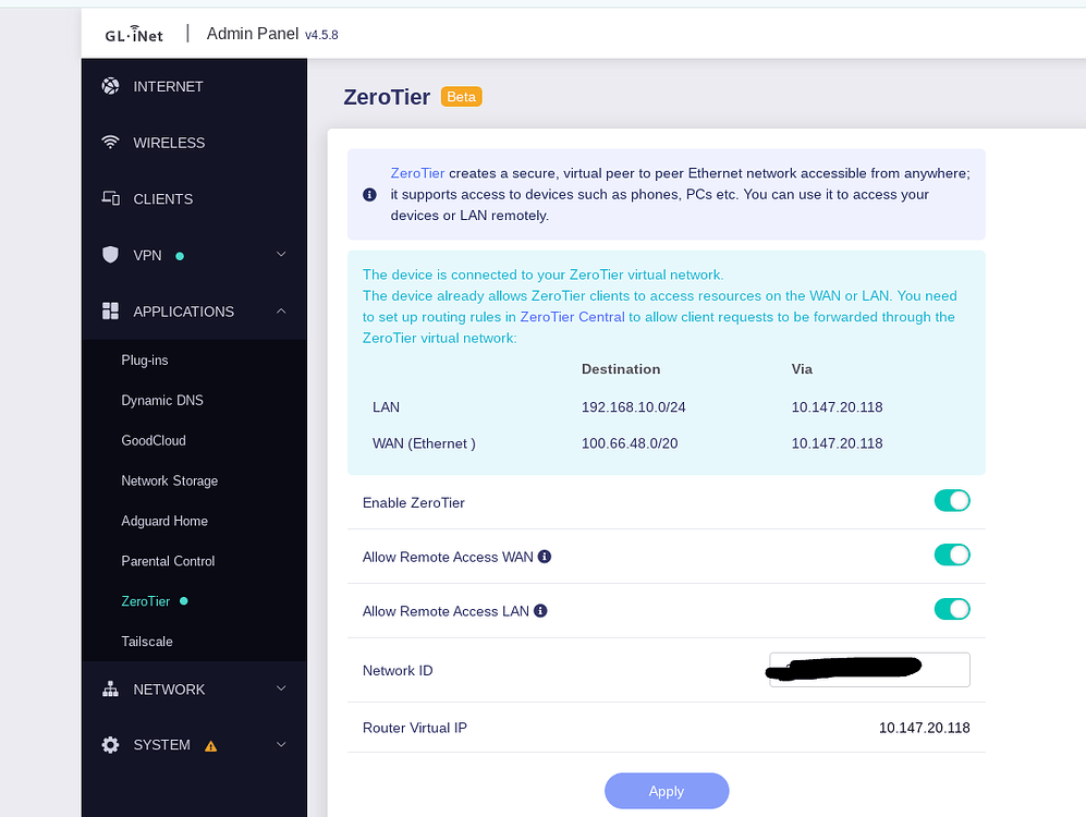 Help with ZeroTier routing between GL.iNet devices - Technical Support for Routers - GL.iNet