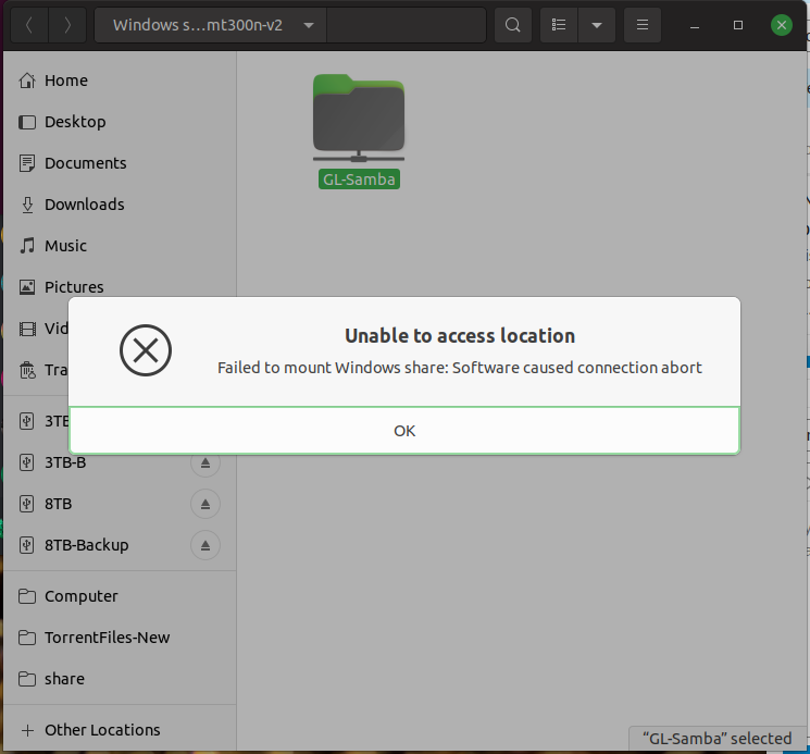 File Sharing Error Unable To Access Location On Ubuntu Technical Support For Routers GL iNet